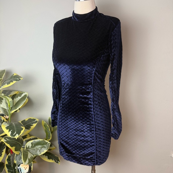 House of CB | Dresses | House Of Cb Midnight Blue Quilted Mini Dress ...